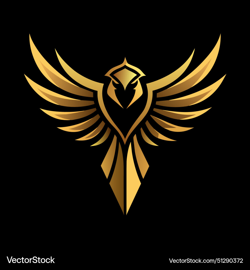 Black golden aura unique roaring flying eagle Vector Image