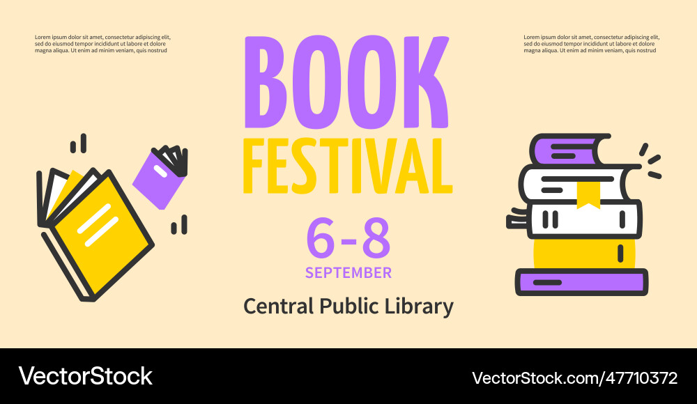 Book festival central public library horizontal Vector Image
