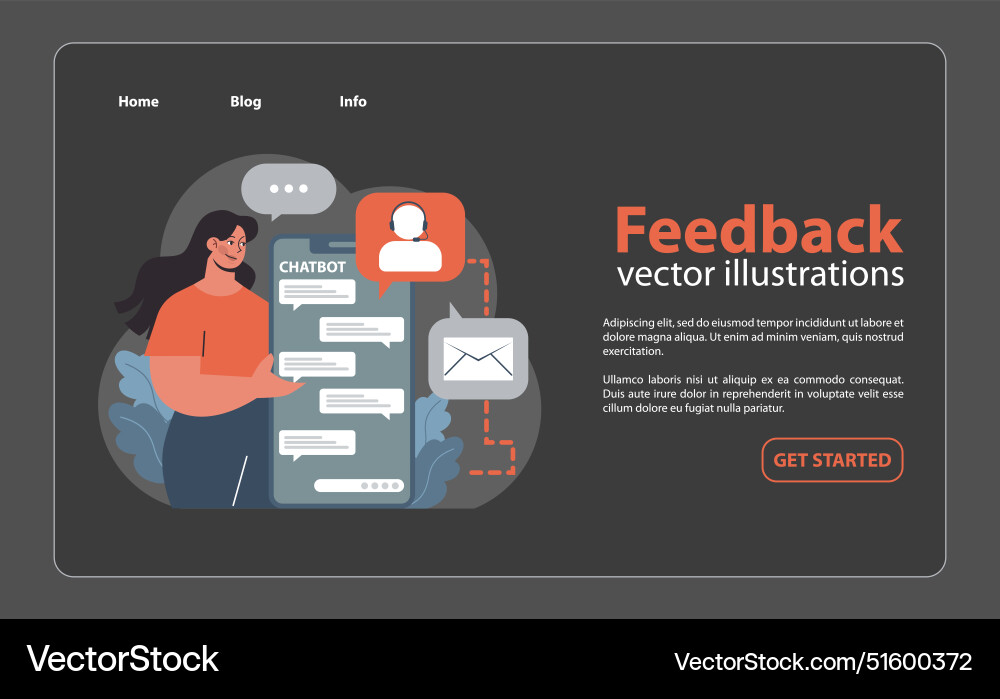 Feedback in digital communication concept flat Vector Image