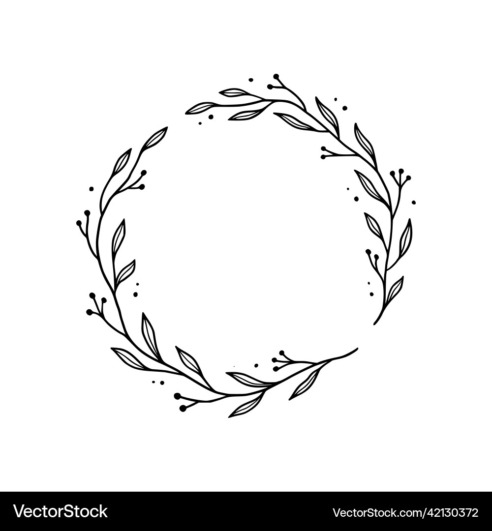 Floral circle frame elegant wreath round border Vector Image