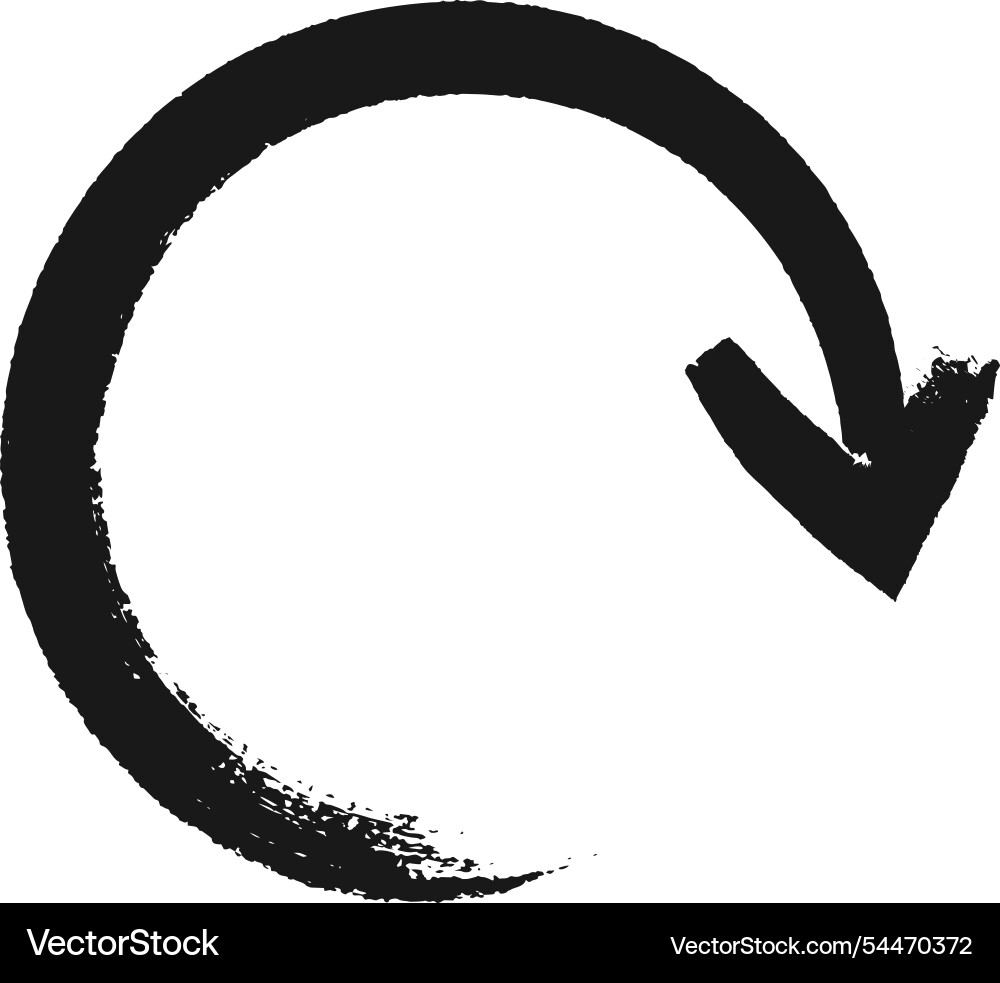 Hand drawn black circular arrow points downwards Vector Image
