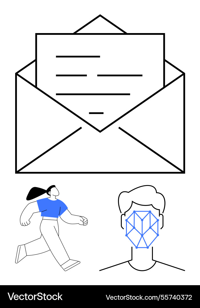 Large envelope with letter running person Vector Image