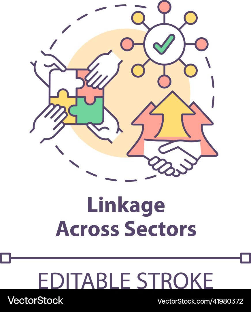 Linkage across sectors concept icon Royalty Free Vector