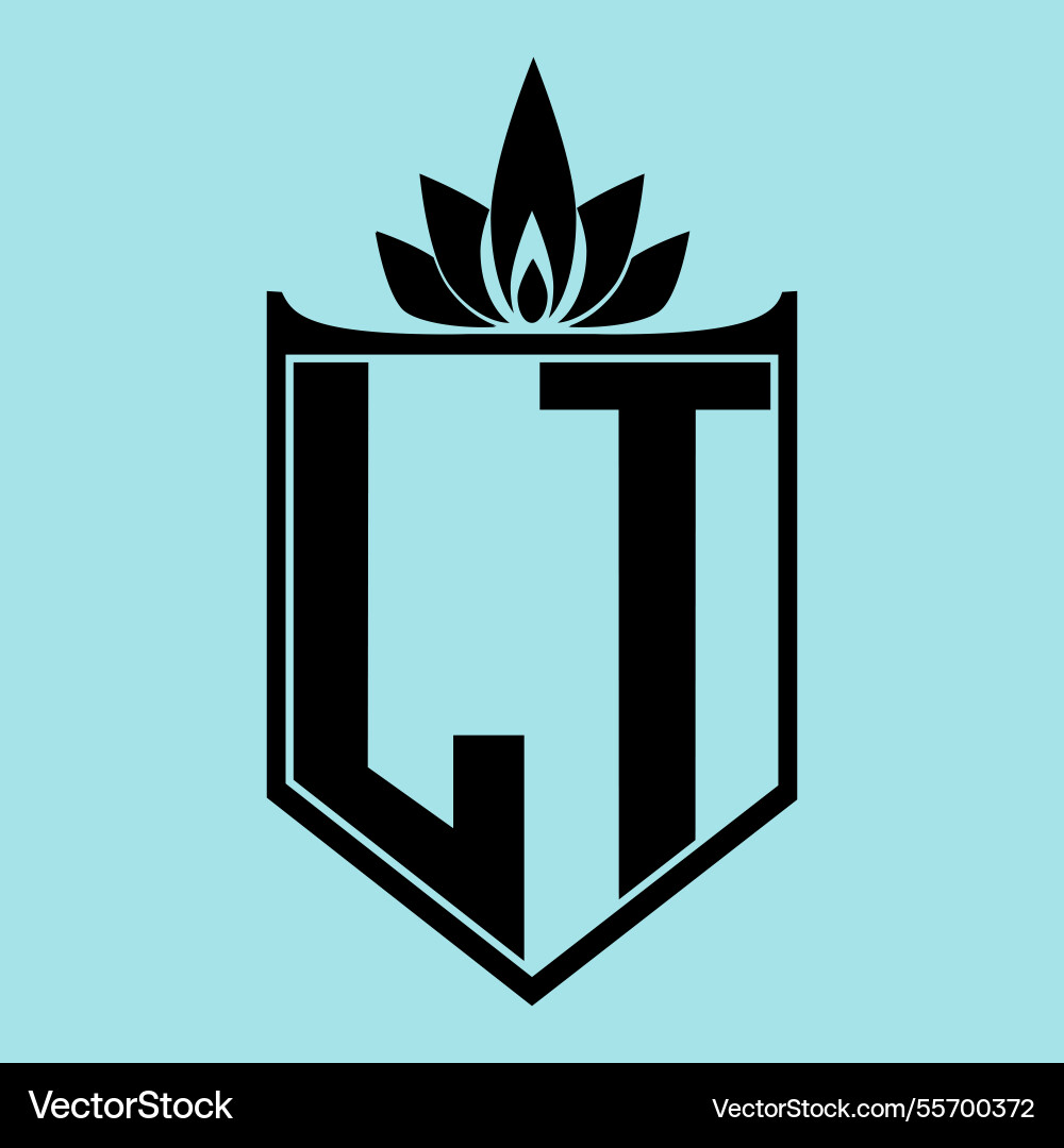 Lt logo with elegant crown symbol and shield Vector Image