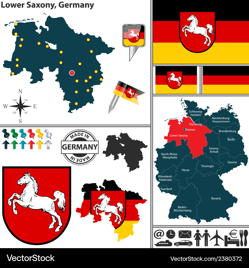 Map of lower saxony Royalty Free Vector Image - VectorStock
