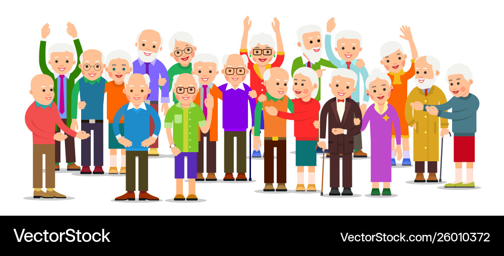 Old people group crowd older men and women Vector Image