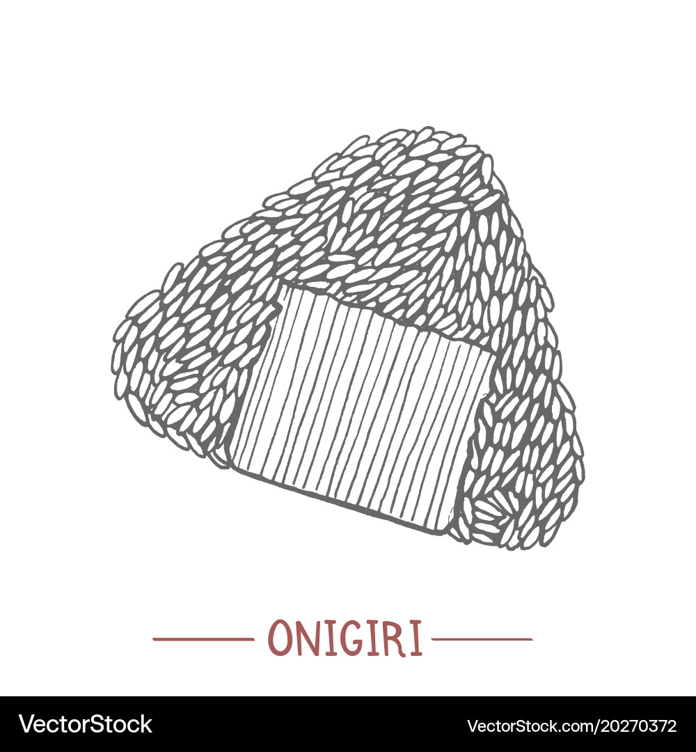 Onigiri in hand drawn style Royalty Free Vector Image