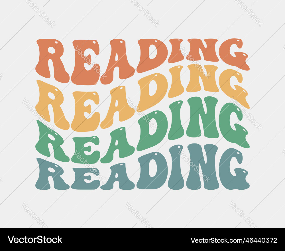 Reading word retro wavy repeat text colorful typo Vector Image