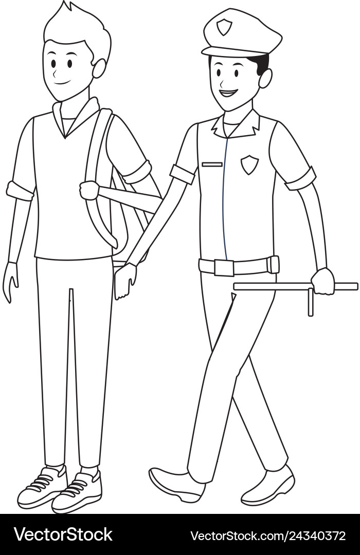 Student and policeman Royalty Free Vector Image