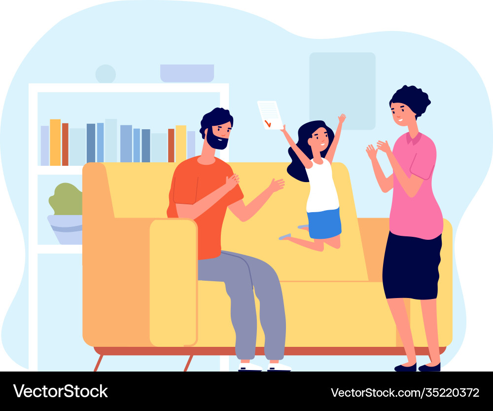 Success happy student school test parents child Vector Image