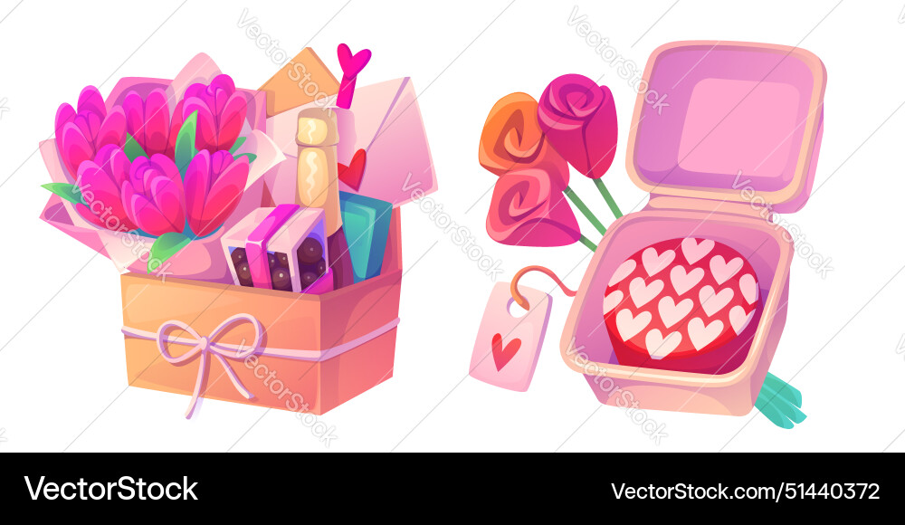 Valentine day romantic gift boxes Royalty Free Vector Image