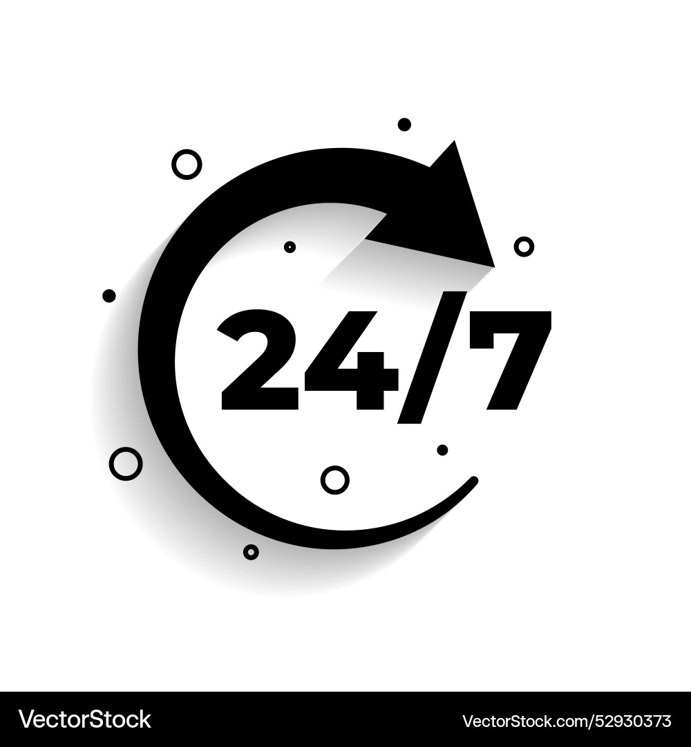 24 hours and 7 days everyday helpdesk service Vector Image