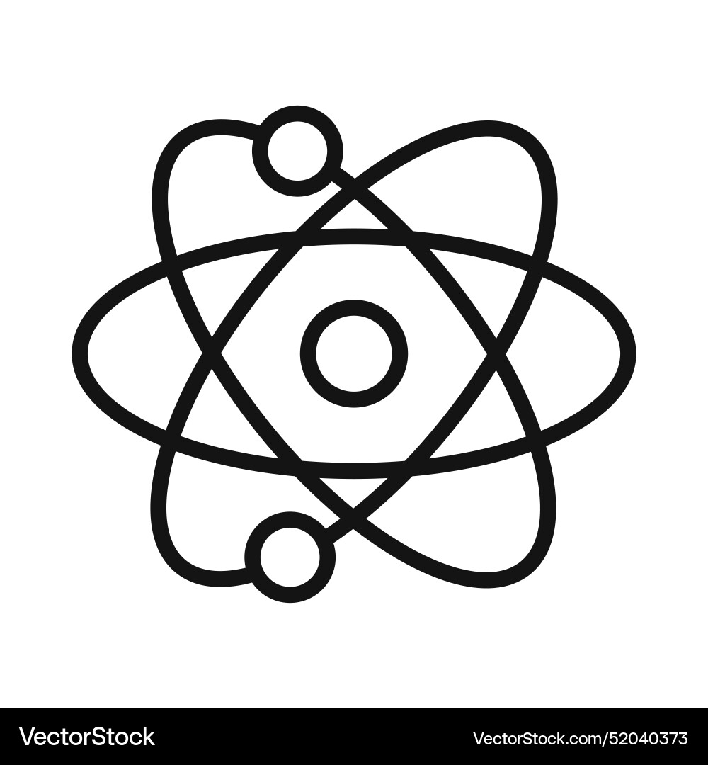 Atom scientific icon black and white sign Vector Image