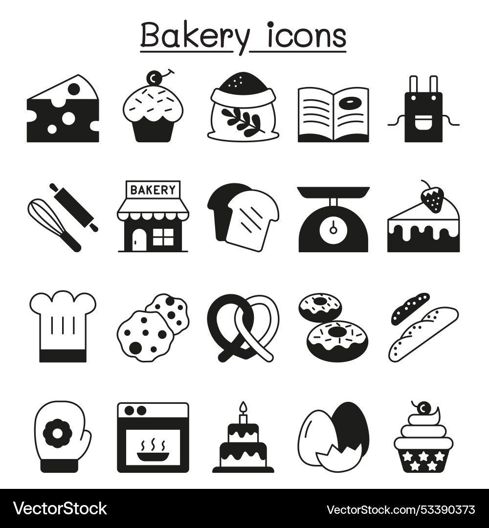 Bakery icons set graphic design Royalty Free Vector Image