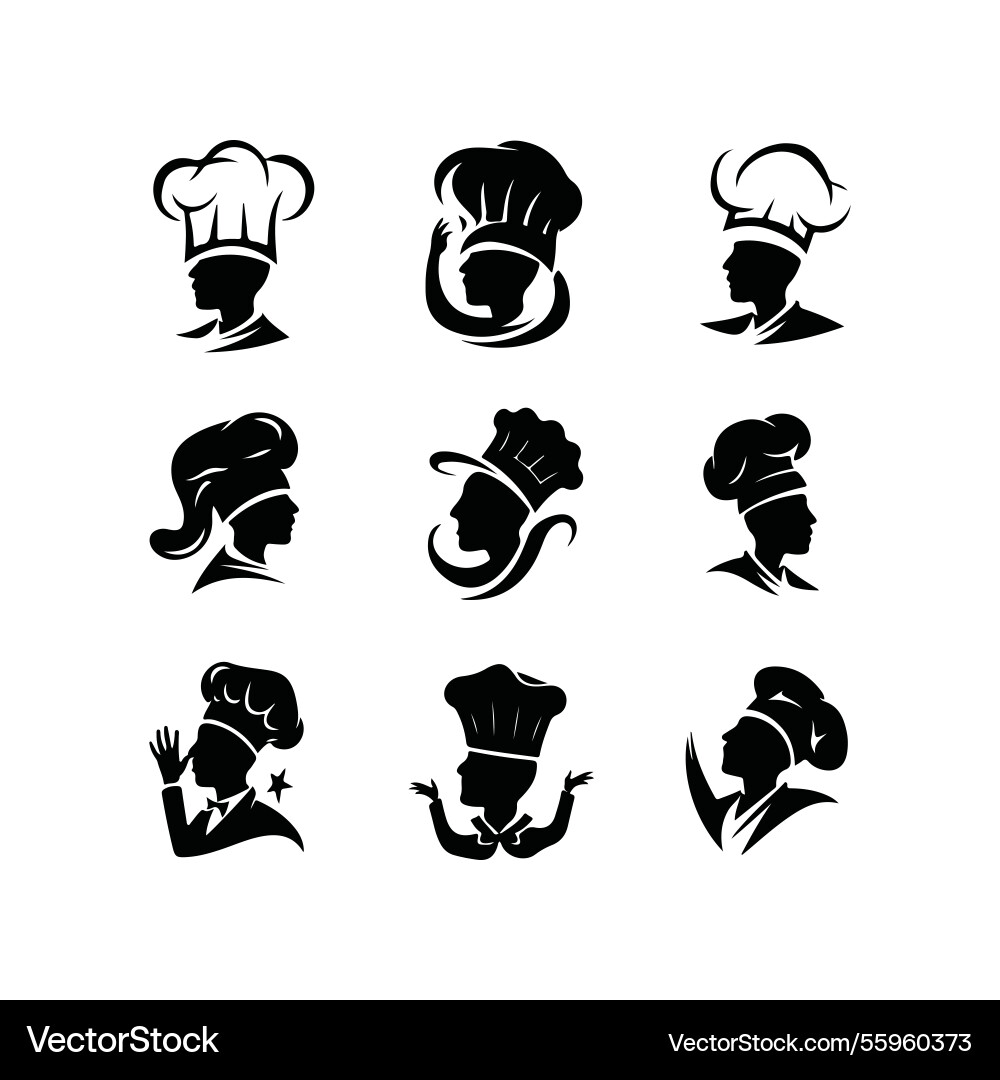 Chef head icon on black button with white rollover