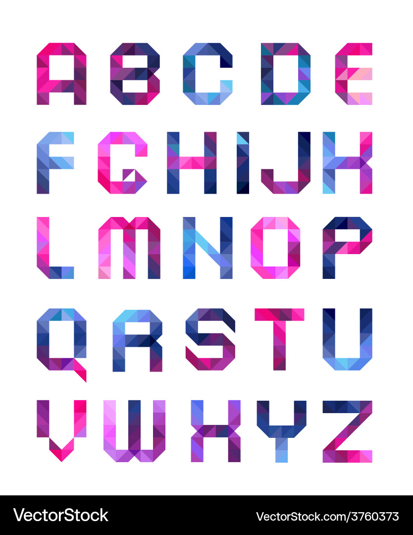 Colorful font from triangles Royalty Free Vector Image