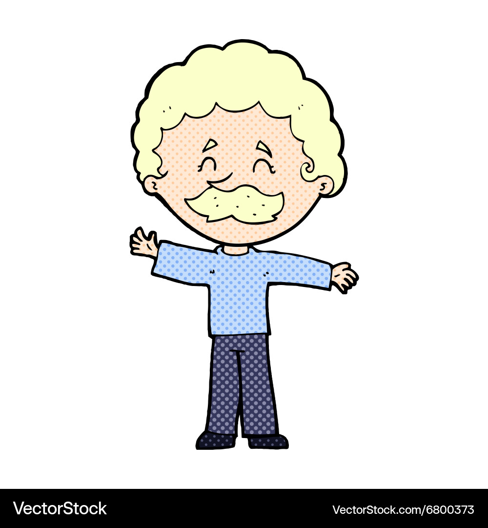Comic cartoon boy with mustache Royalty Free Vector Image