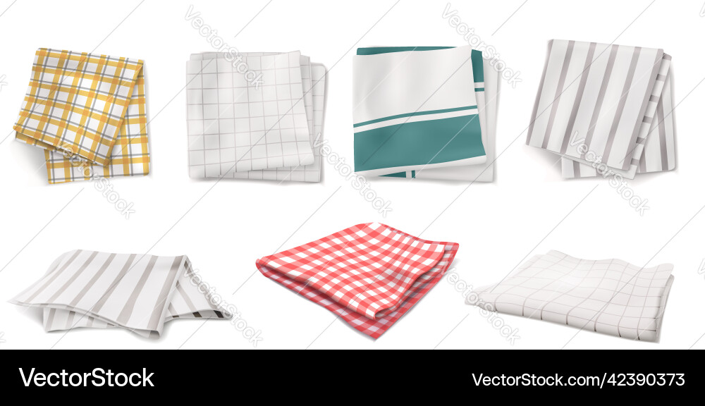 Folded napkins kitchen towels or tablecloths Vector Image