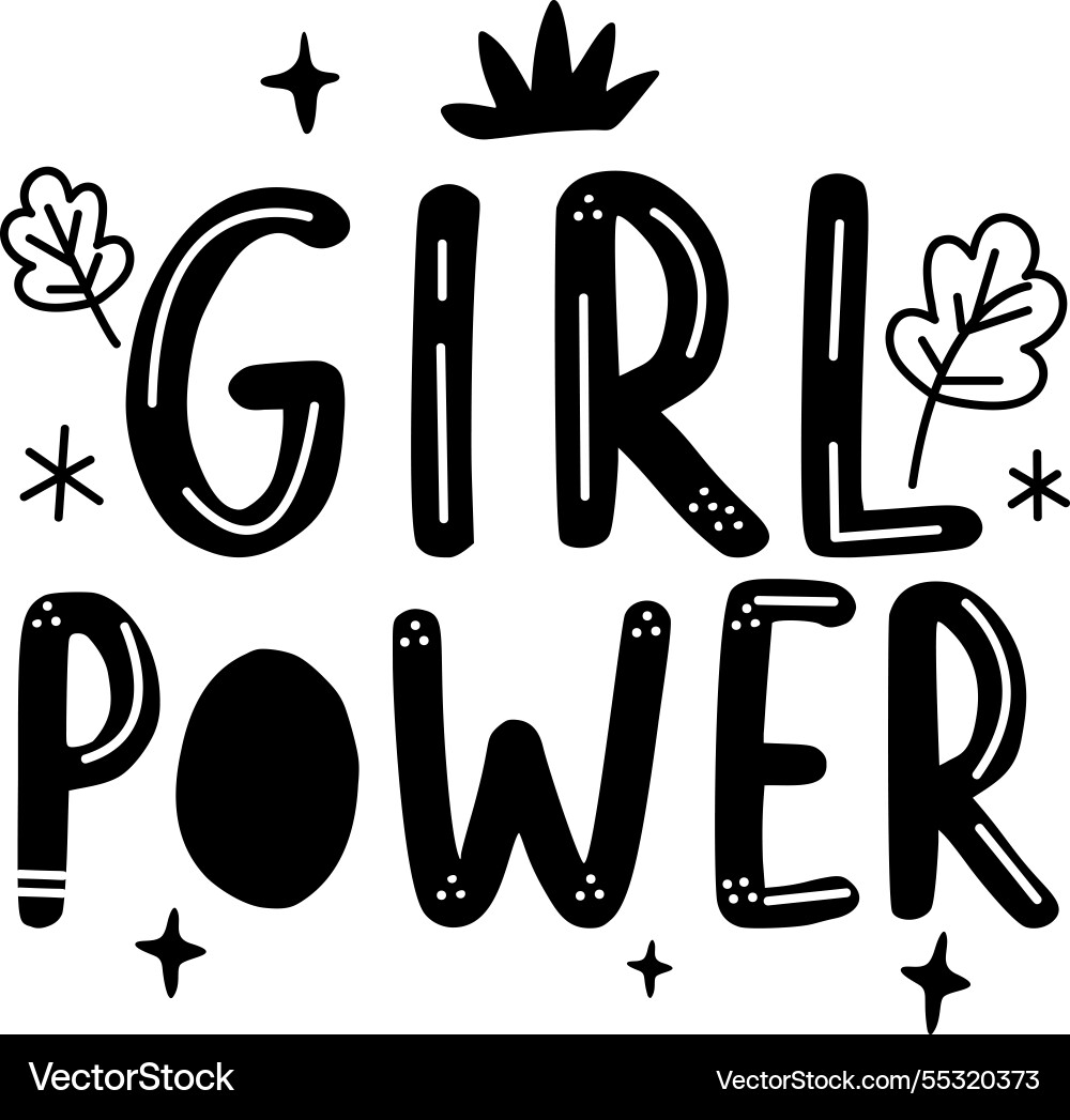 Girl power typography sticker in glyph style Vector Image