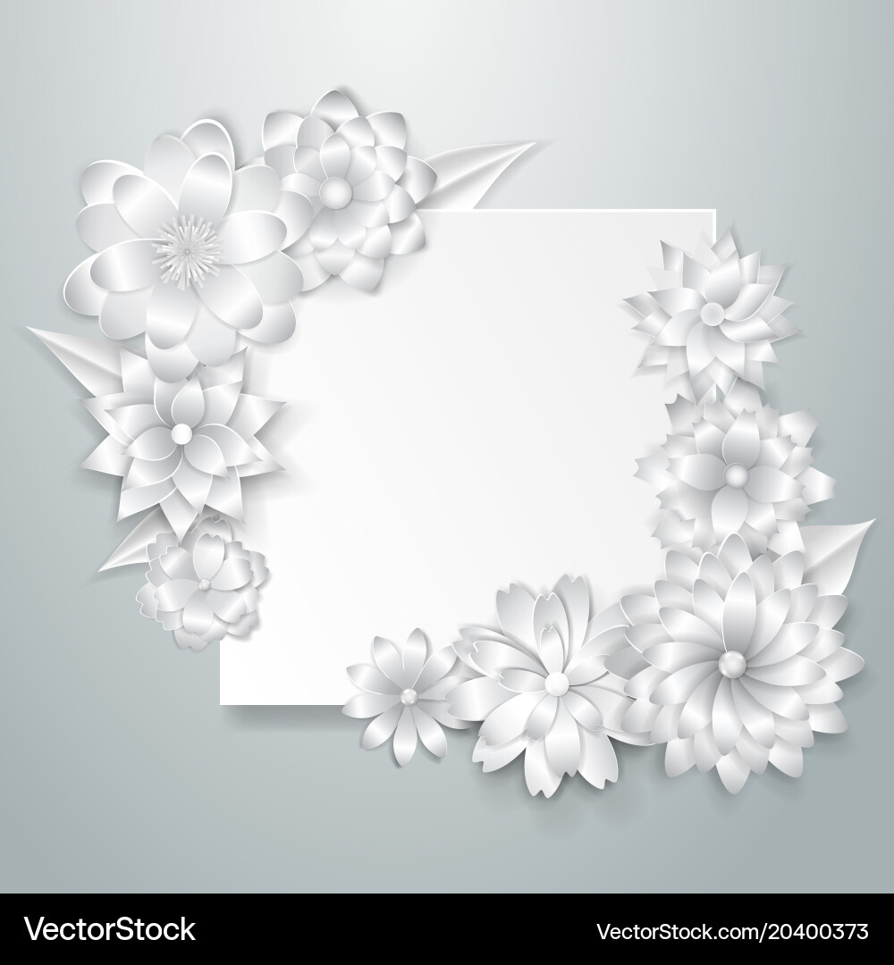 Greeting card template with paper flowers Vector Image