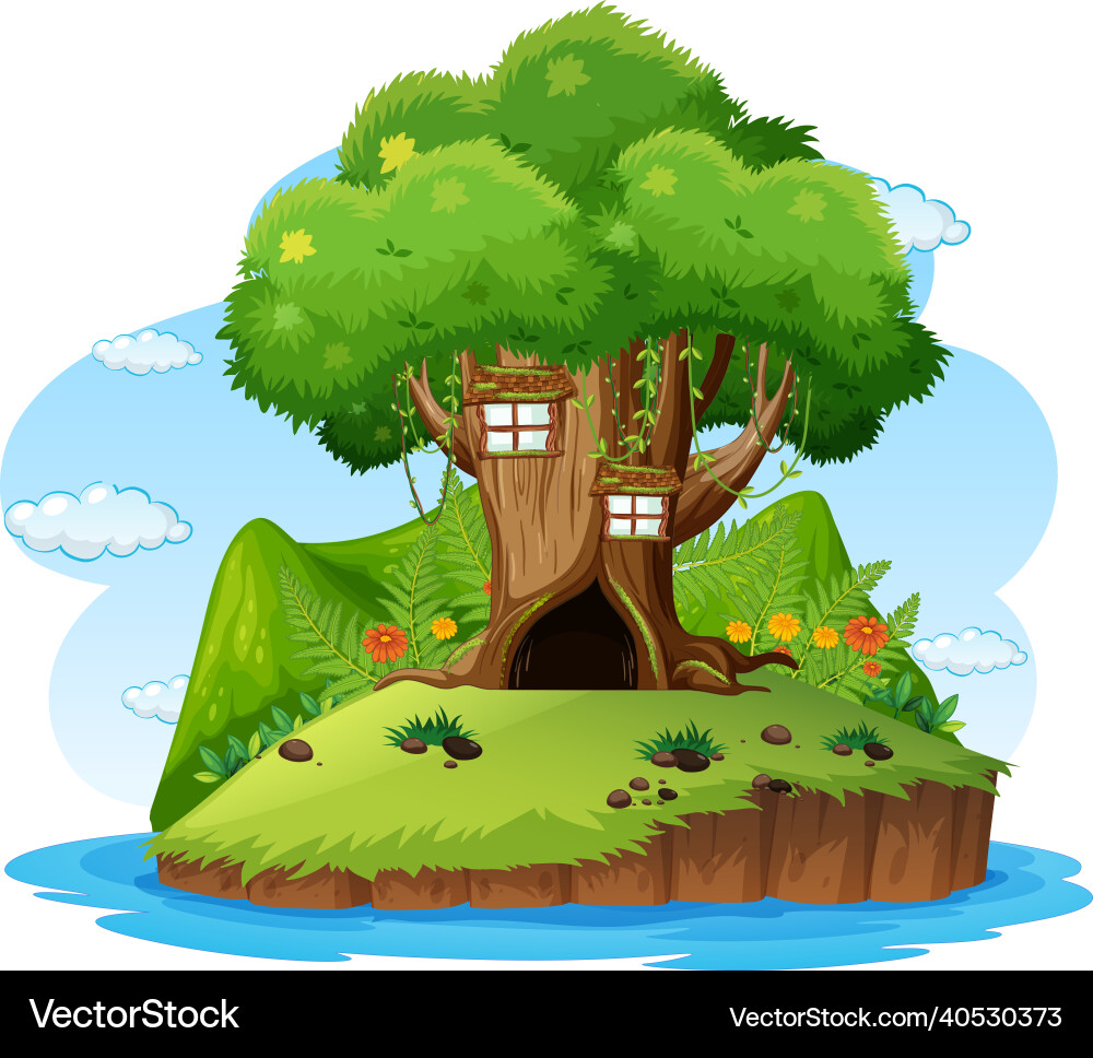 Isolated tree house with hollow Royalty Free Vector Image