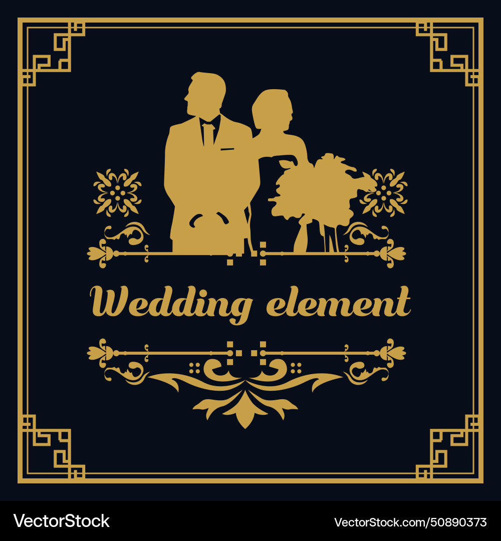 Luxury square wedding invitation card template Vector Image