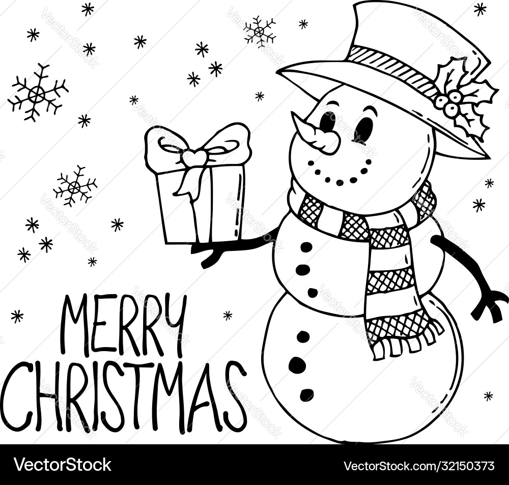 Merry Snowman Christmas Artwork Royalty Free Vector Image