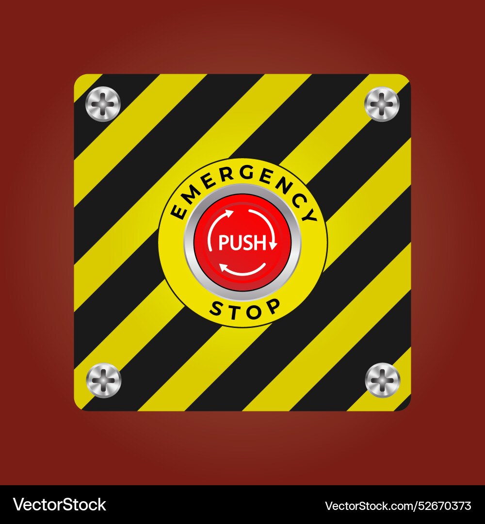 Red warning emergency stop button brake danger Vector Image