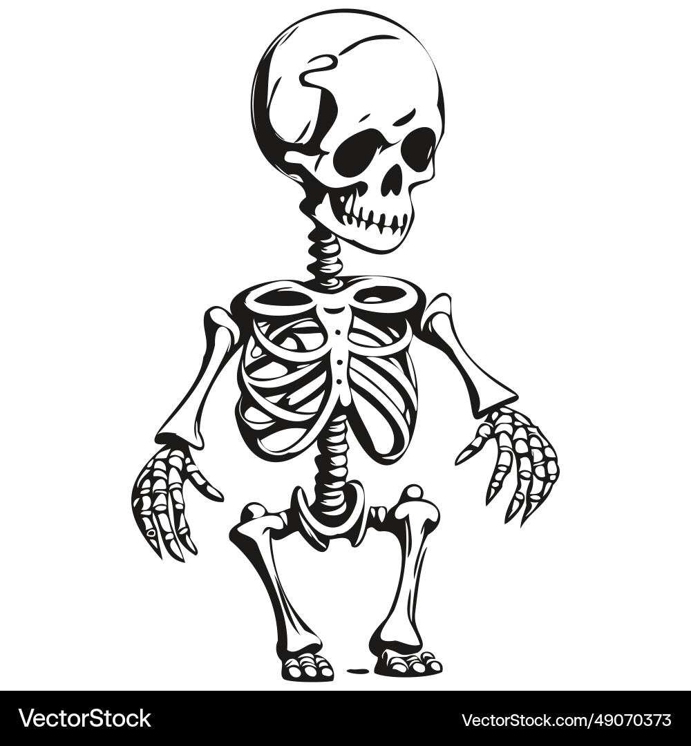 Scary hand-drawn skeletal haunting Royalty Free Vector Image