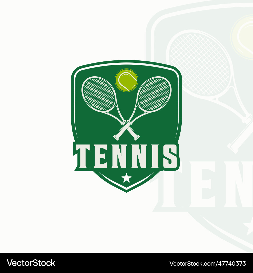 Tennis Racket & Ball Logo Emblem Royalty Free Vector