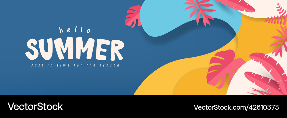 Tropical summer background layout banner design Vector Image
