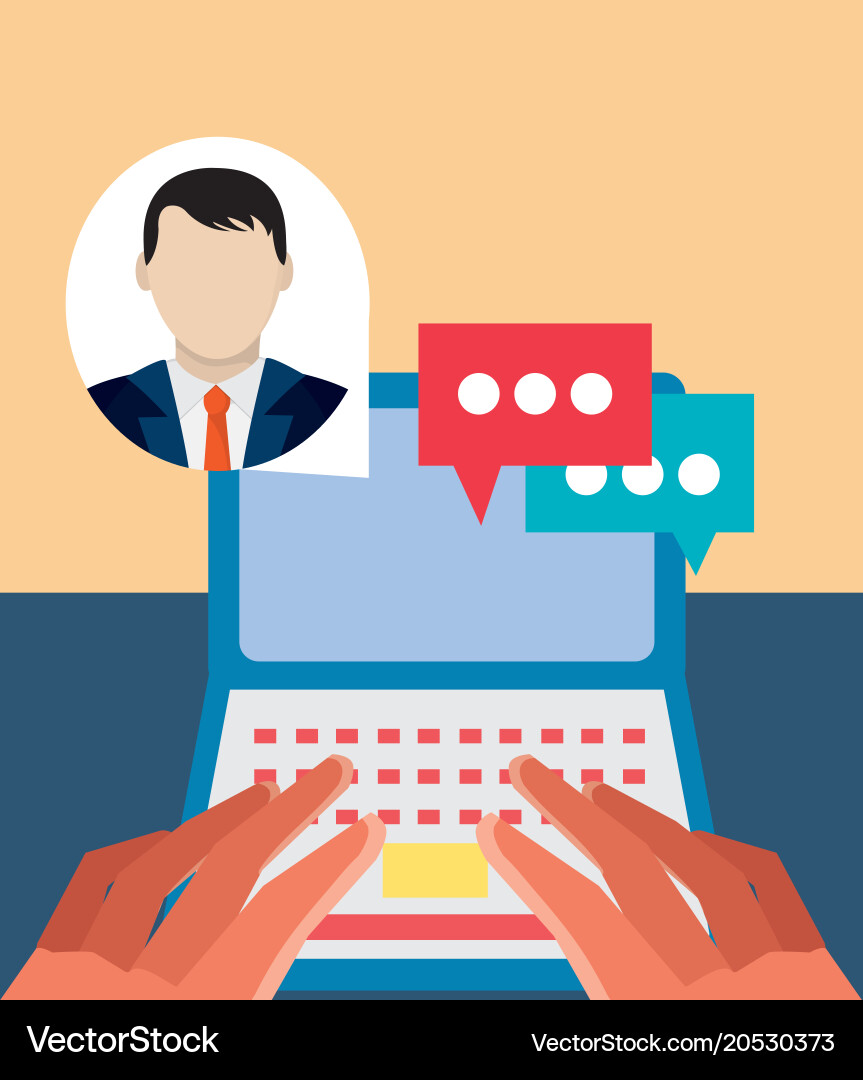 Using laptop for chat Royalty Free Vector Image
