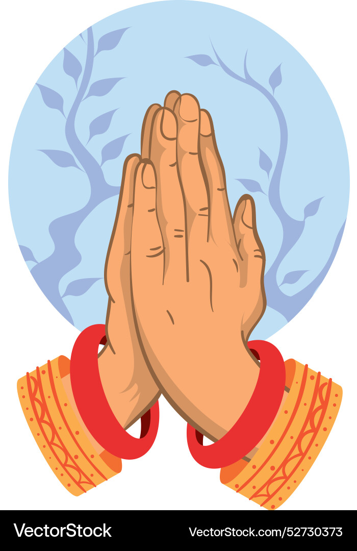Welcome Namaskar Hands Namaste Hands Indian Logo Royalty Free Vector