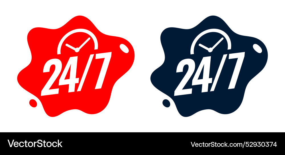 24 hours all day customer service label design Vector Image