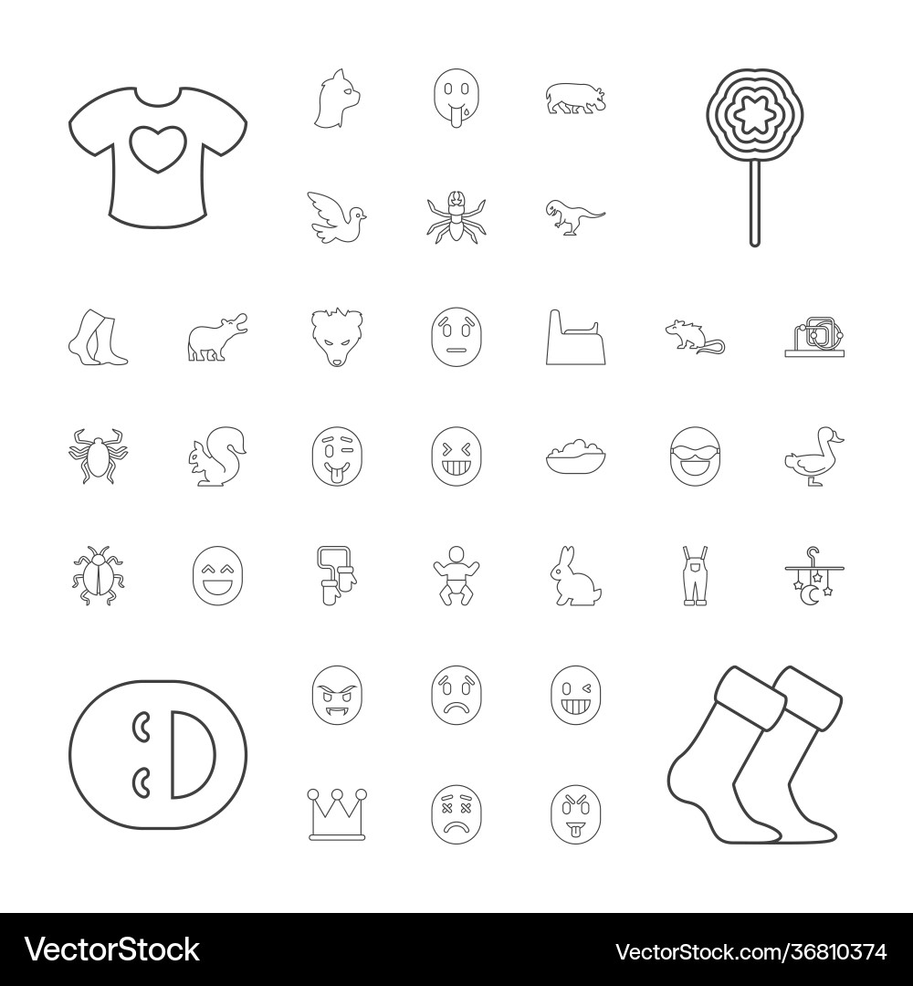 37 cute icons Royalty Free Vector Image - VectorStock