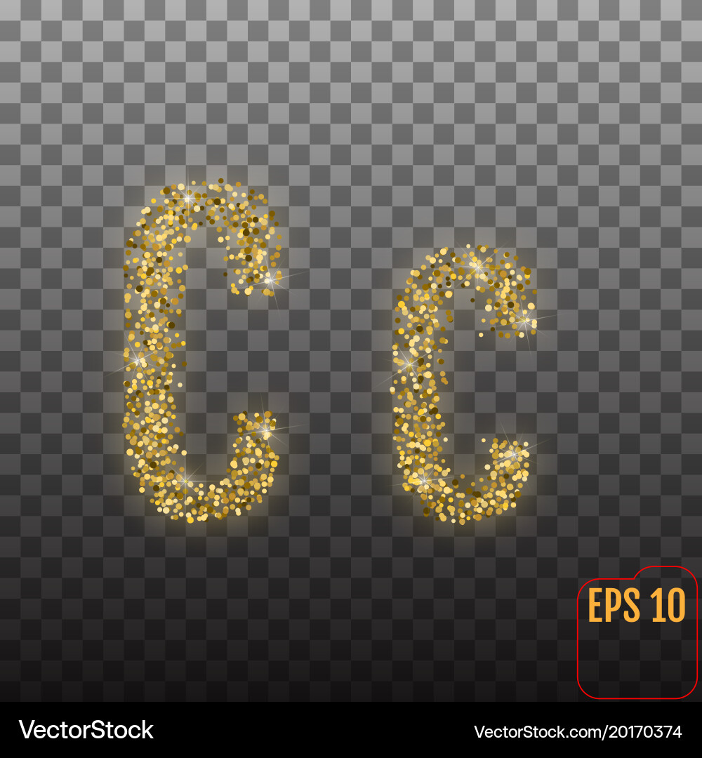 Alphabet gold letter c on transparent background Vector Image