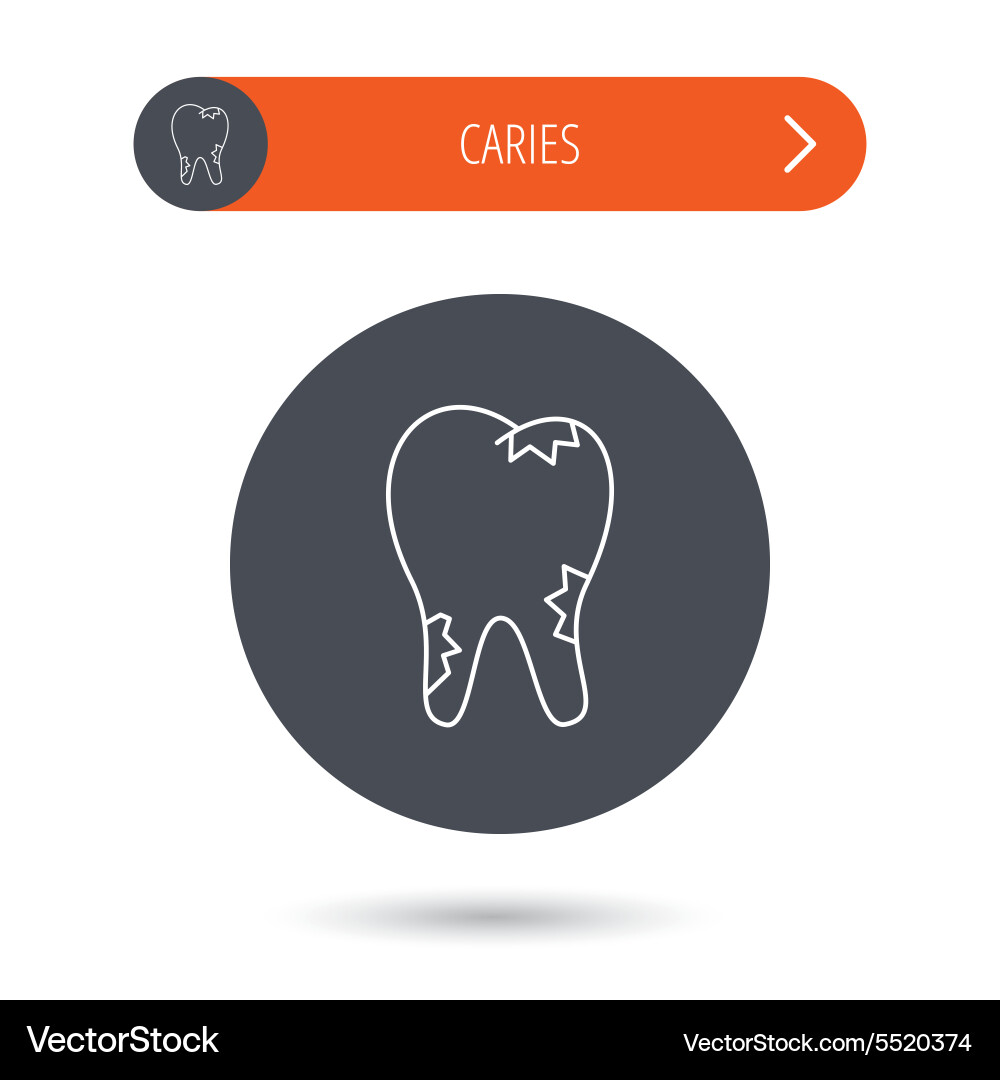 Caries icon tooth health sign Royalty Free Vector Image