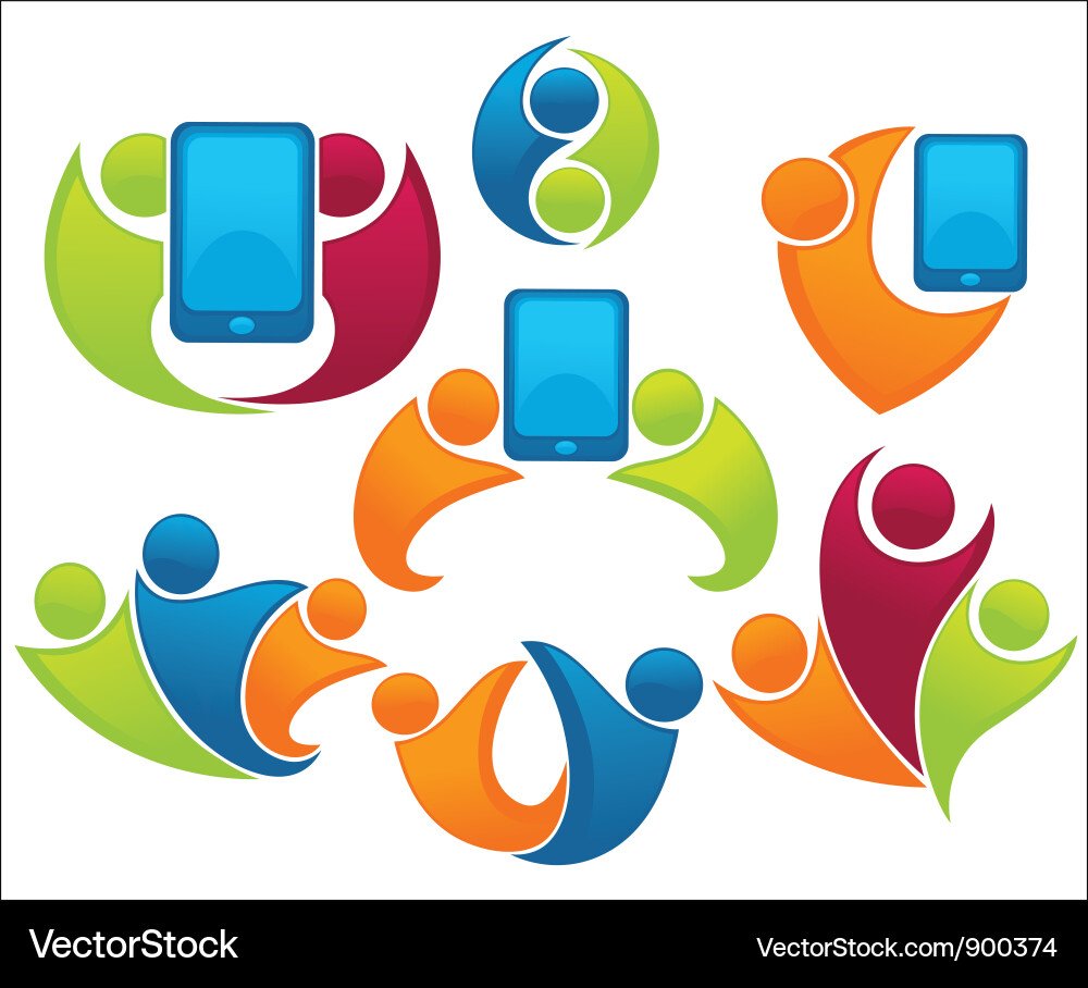 Collection of connection and communication Vector Image