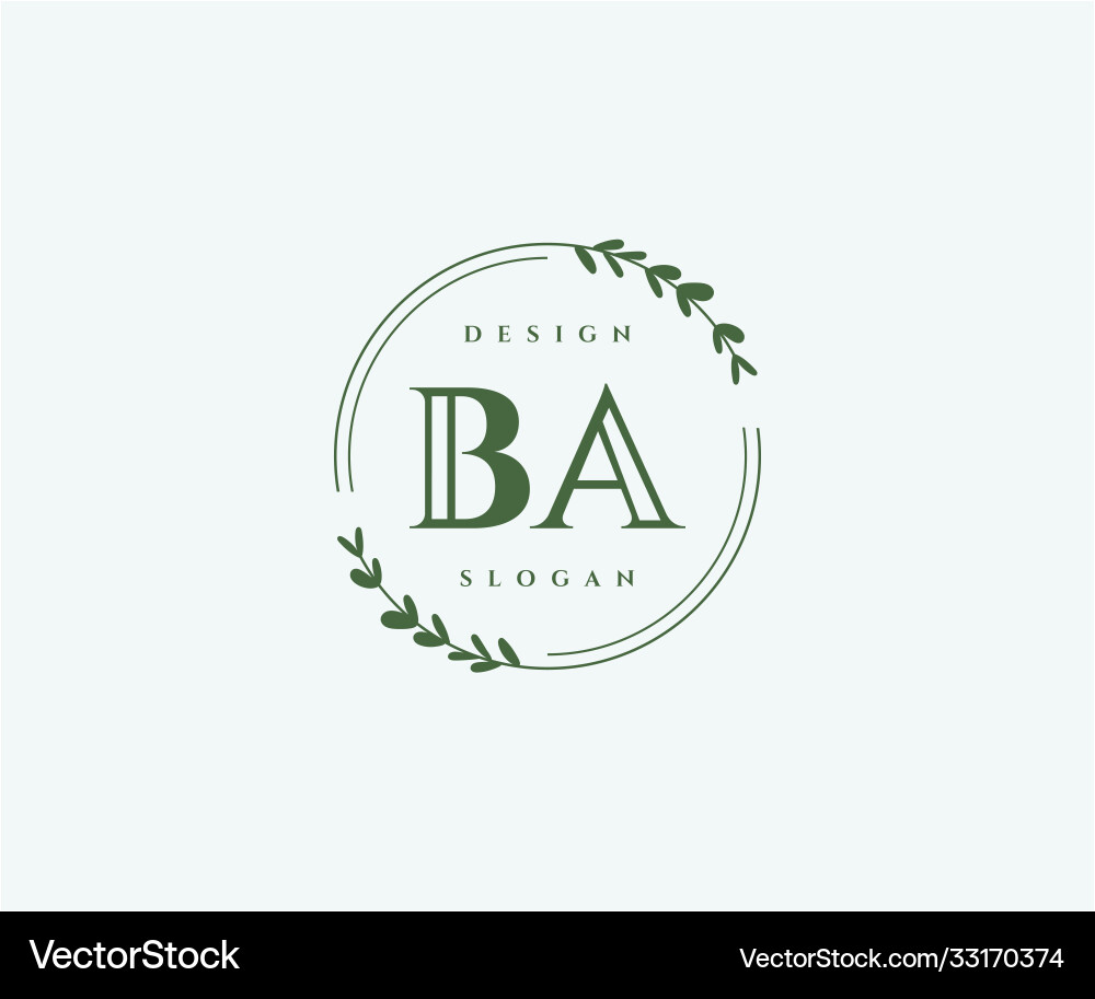 Initial ba beauty monogram and elegant logo design
