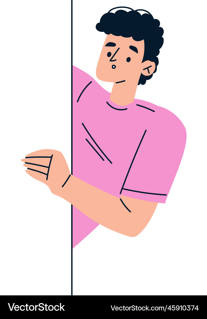 Man character looking out and peeking from corner Vector Image
