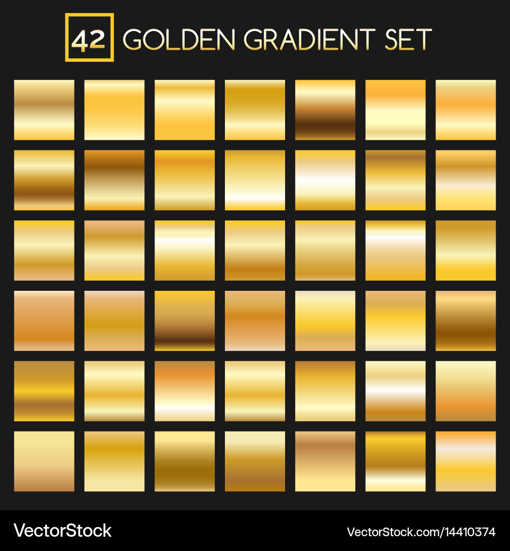 Metal golden gradients collection Royalty Free Vector Image