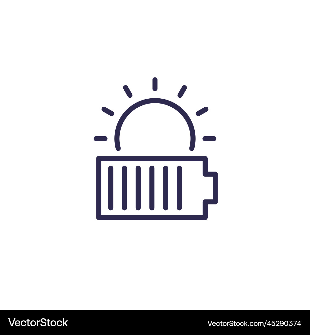 Solar energy battery line icon with a sun Vector Image