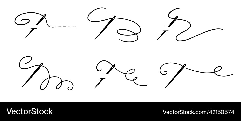 Tailor needle with thread Royalty Free Vector Image