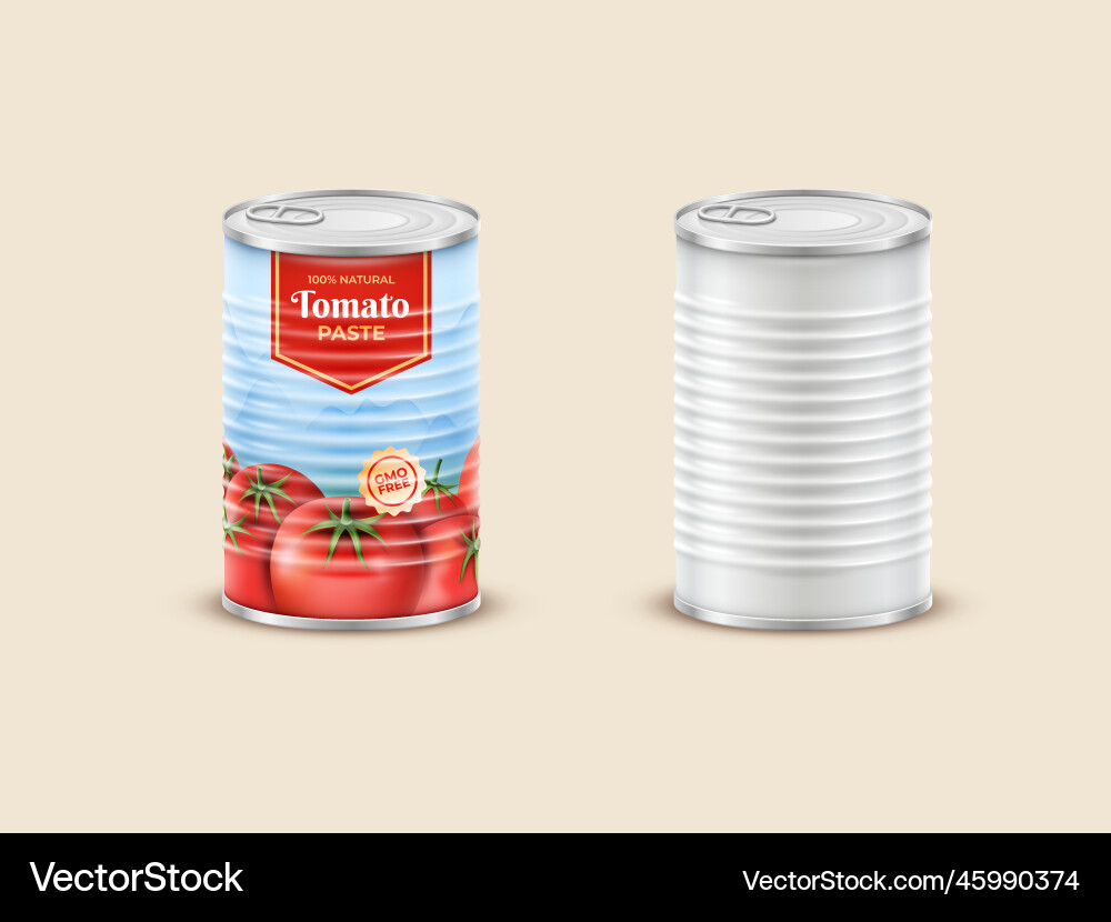 Tomato paste packaging sauce can for 3d picnic Vector Image