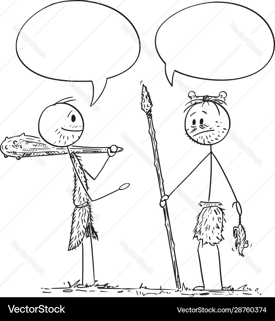 Two Cavemen Talking Royalty Free Vector Image - VectorStock