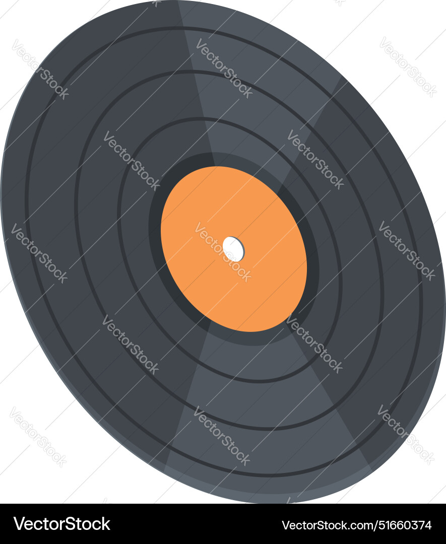 Vinyl record spinning on turntable with orange Vector Image