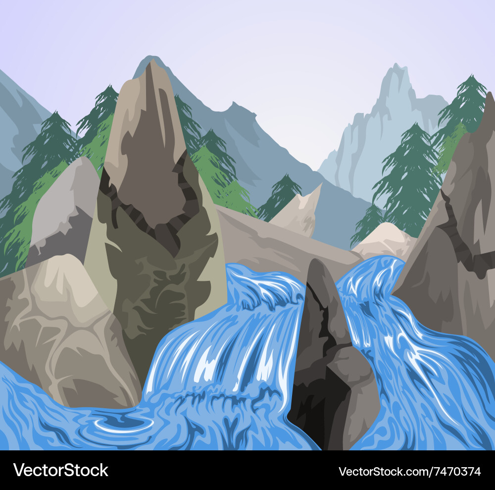 Waterfall nature Royalty Free Vector Image - VectorStock