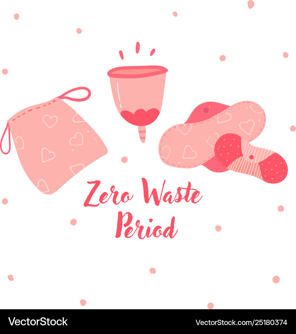 Zero waste menstrual cup and hygiene cycle pads Vector Image