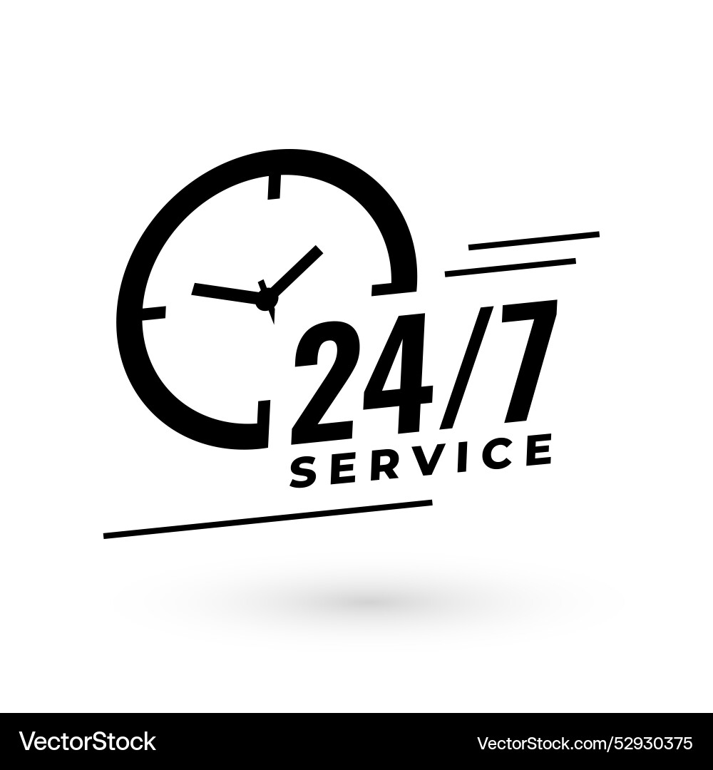 24 hrs and 7 days service availability background Vector Image