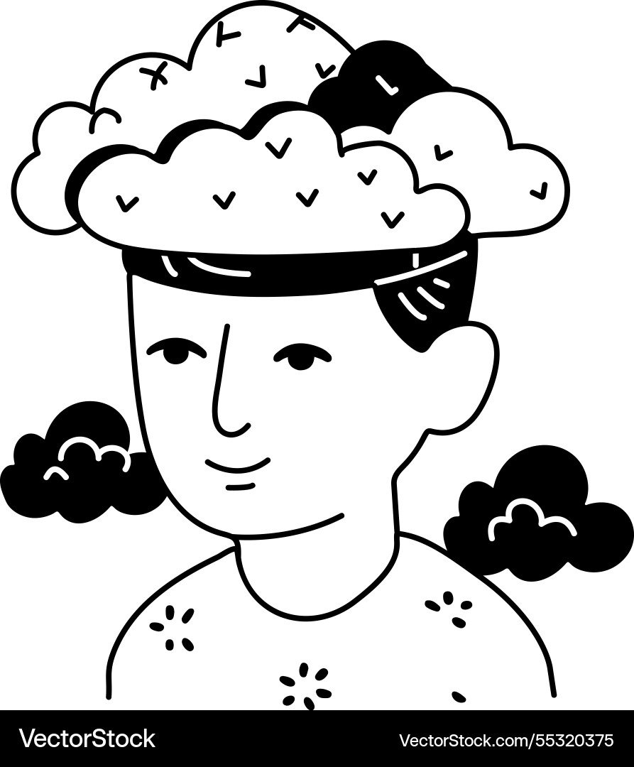 A glyph sticker of depressed character Royalty Free Vector
